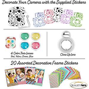 Fujifilm Instax Mini 12 Instant Camera with Case, 60 Fujifilm Prints, Decoration Stickers, Frames, Photo Album and More Accessories (Clay White)