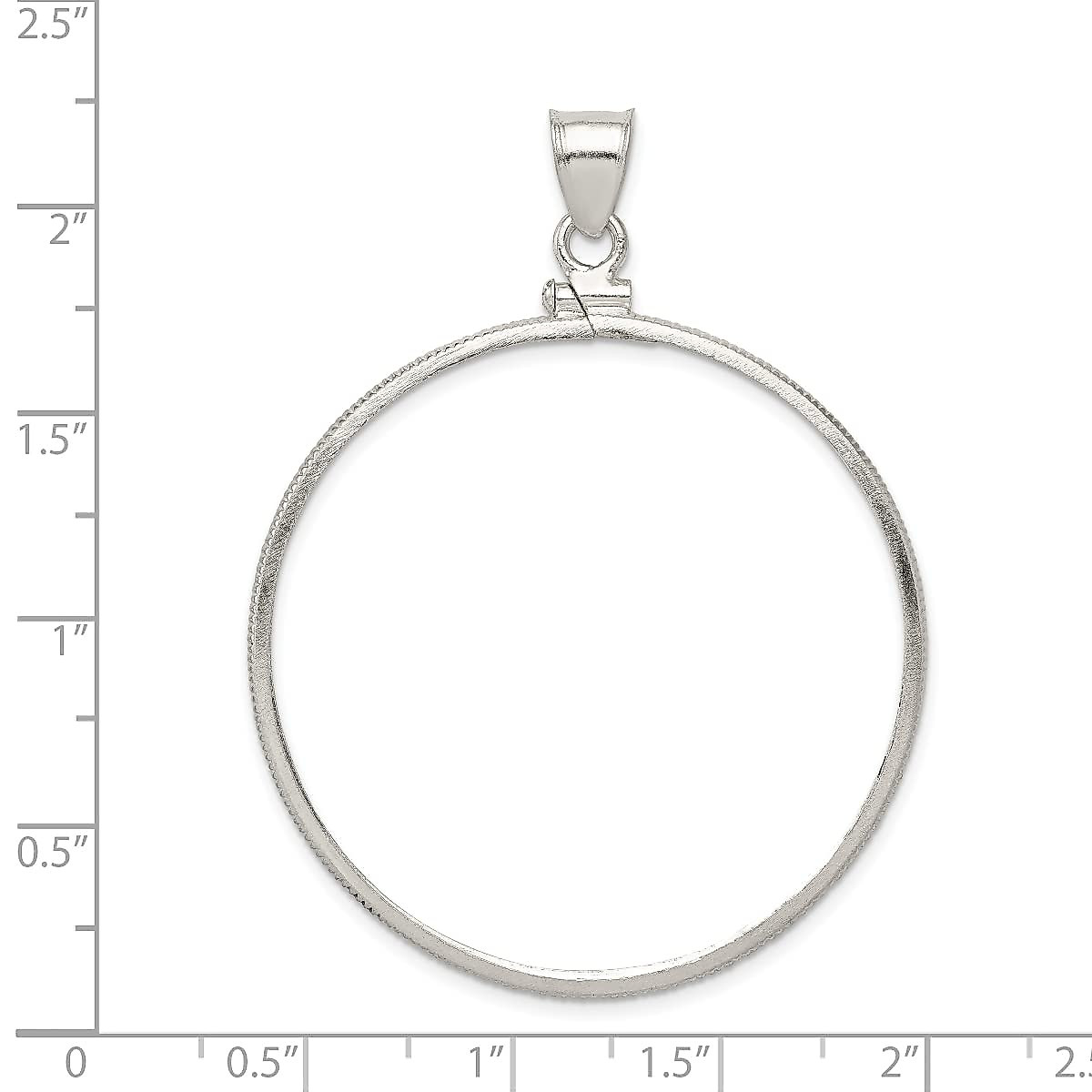 Roy Rose Jewelry US 1 oz Eagle Coin Bezel Mounting Sterling Silver 40.6 x 3.1mm Plain Screw Top Coin Bezel Pendant