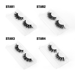 SY SHUYING 18mm Mink Lashes 3D Real Mink Eyelashes Cat Eye Fluffy Cross False Eyelashes Wispy Soft Reusable Luxury Volume 5D Fake Eyelashes (Star, 4 Pairs)