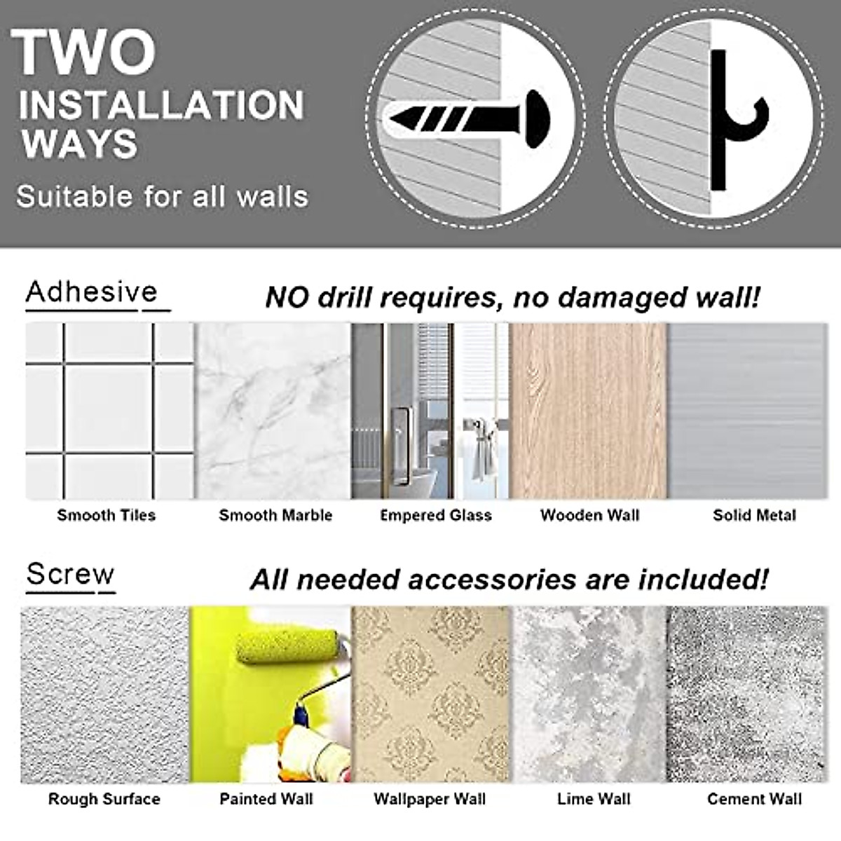 Shower Storage for Inside Shower, 3 Pack Shower Organizer with Hooks and Soap Holder, Adhesive Wall Mount Shower Shelves, Rustproof Black Shower Caddy Basket Shelf Storage Rack for Bathroom Kitchen