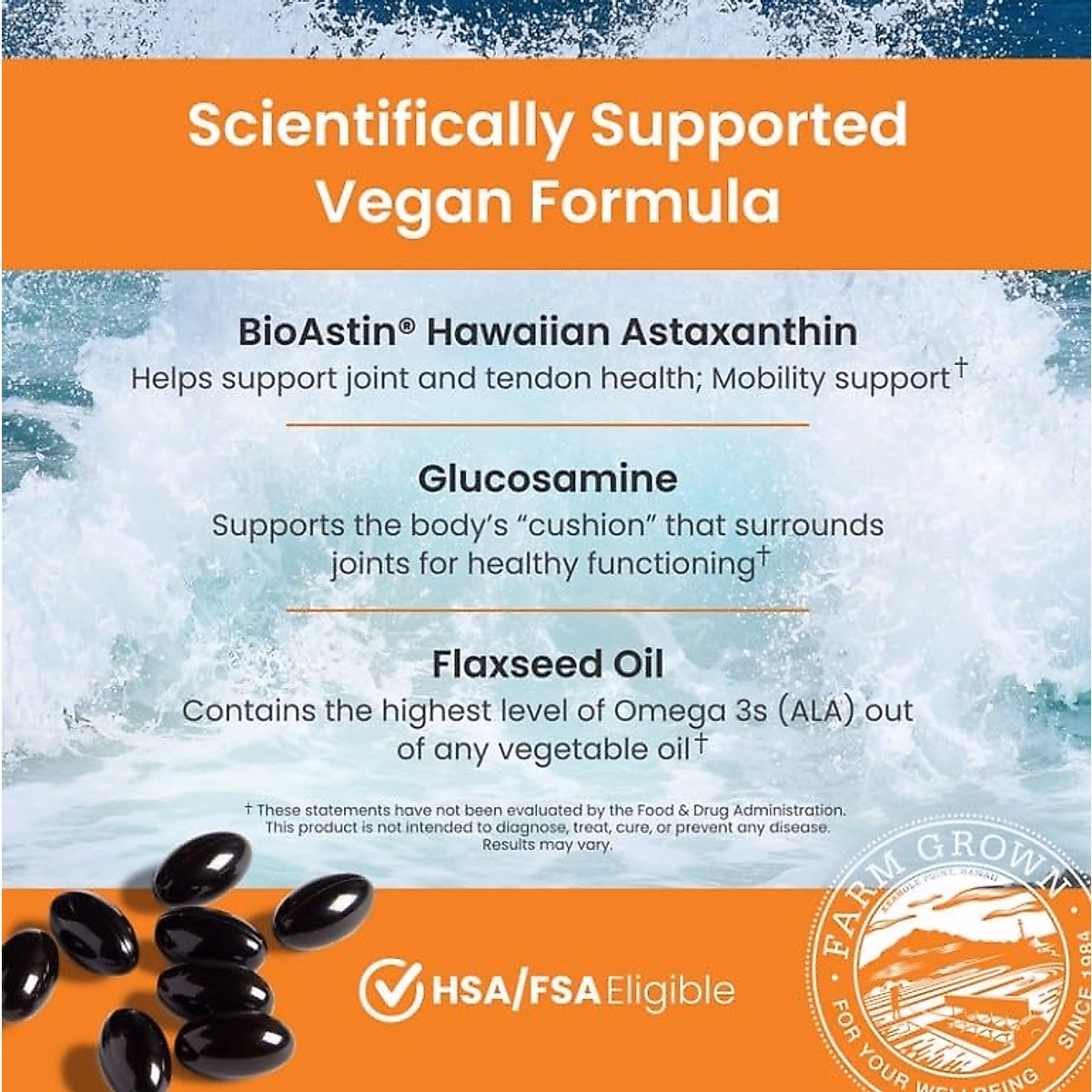 Nutrex Hawaii JointAstin - 12 mg, 120 Softgels - Joint Support Supplement with Glucosamine & BioAstin Hawaiian Astaxanthin - Farm-Direct Antioxidant Supplement Joint, Eye, Skin & Immune System Health*