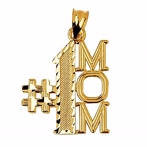 14k Yellow Gold Charm #1 Mom Pendant