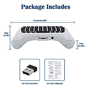 Mcbazel Mini Game Keyboard 2.4G Receiver Wireless Chatpad Message with 3.5MM Audio Jack for Xbox One/ Xbox One X/ Xbox One S/ Xbox Series X/ Xbox Series S - White
