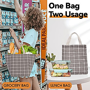 HOMESPON Reusable Lunch Bag Insulated Lunch Box Canvas Fabric with Aluminum Foil, Lunch Tote Handbag for Women,Men,Office