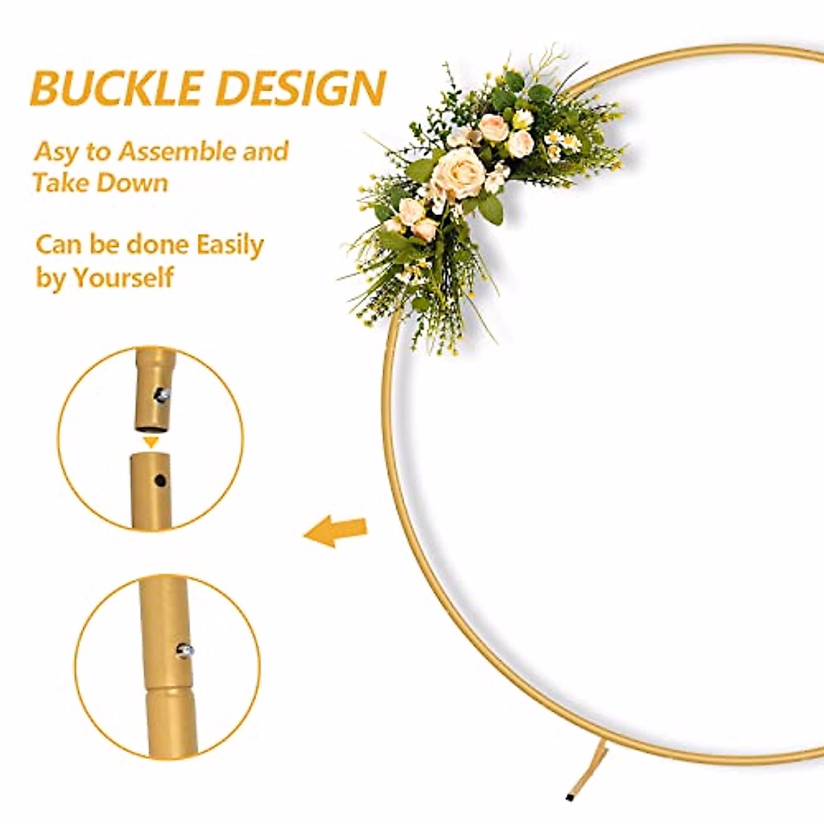 Esyun 6.56Ft Round Backdrop Stand, Metal Circle Wedding Arch Backdrop Stand Balloon Circle Arch Stand Suitable for Birthday Party, Wedding (2M)
