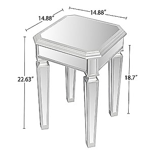 Harper & Bright Designs 3 Piece Coffee Table Set for Living Room Sofa Table Set Glass Mirrored Coffee Table Set of 3 with Adjustable Height Legs, Moderate Luxury Center Table for Living Room, Silver