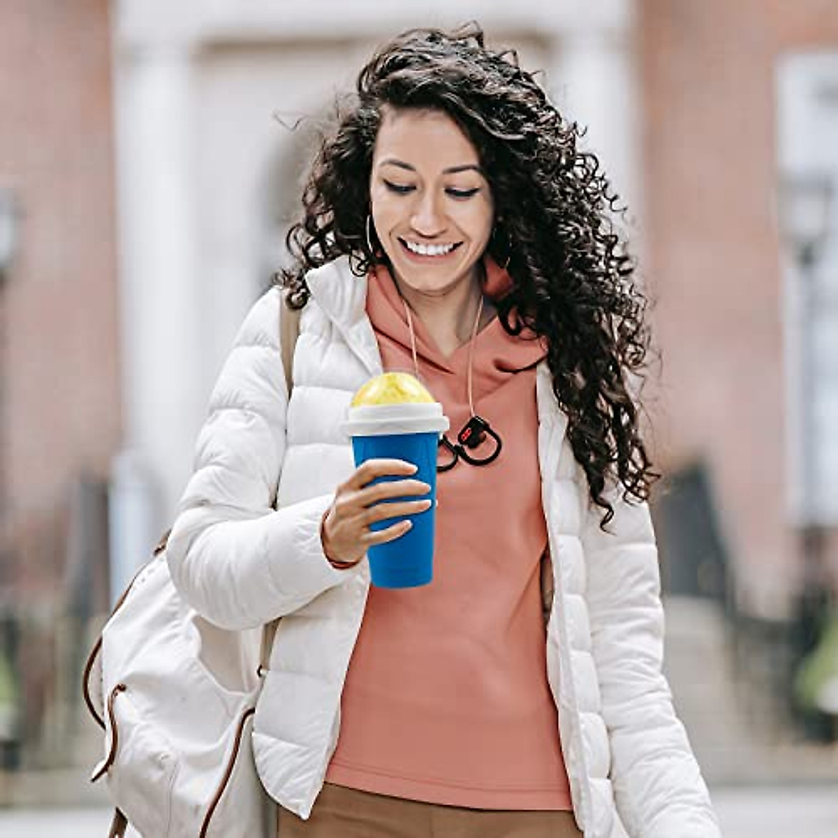 Slushie Maker Cup, Magic Quick Frozen Smoothies Cup for Homemade Milk Shake Ice Cream Maker, Cooling Cup, Double Layer Squeeze Slushy Maker Cup, Birthday Gifts for Friends&Family (Blue)