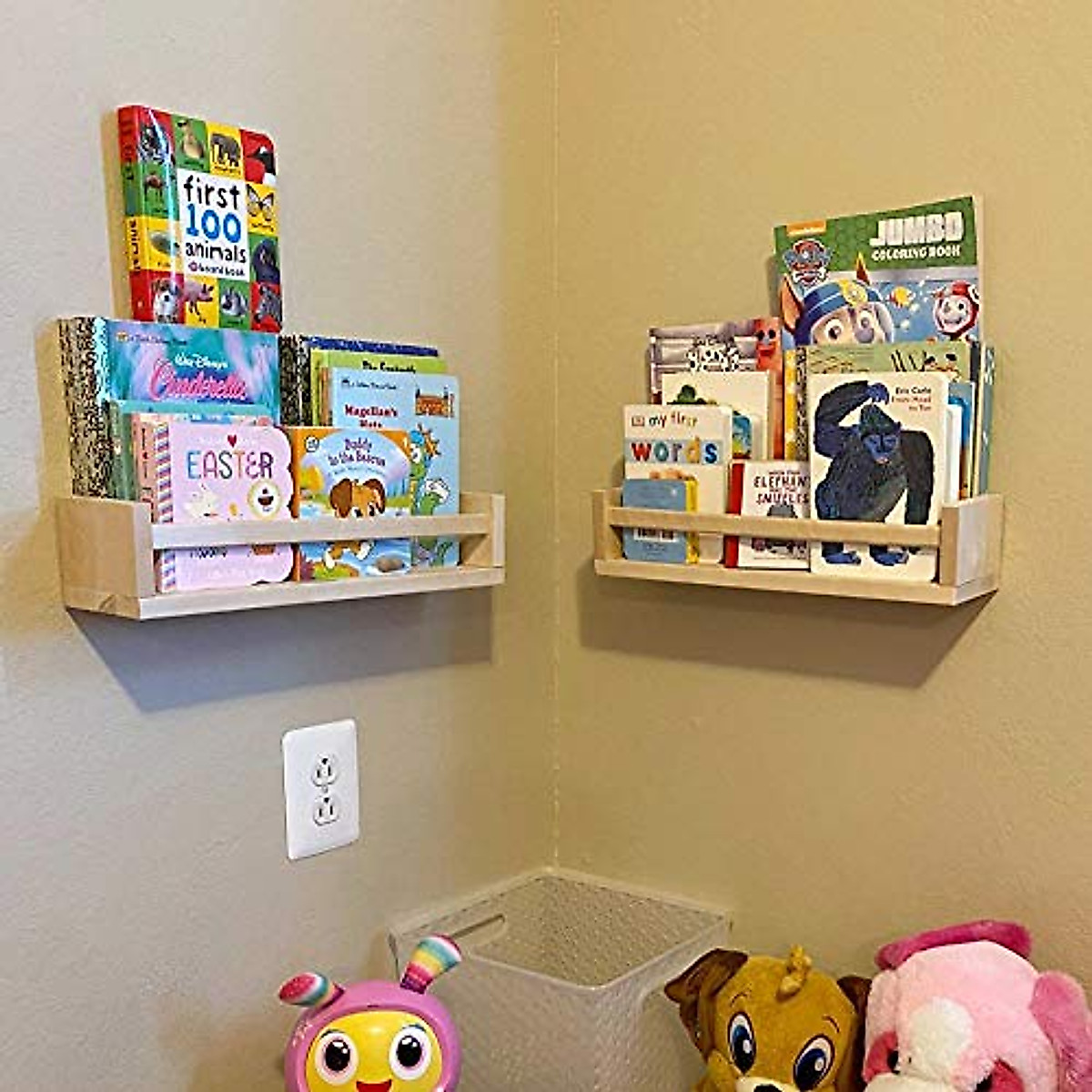 Gneric Floating Shelves for Wall, Burlywood Nursery Book Shelves, 15.7 inch Kids Bookshelf, Wall Shelves for Living Room Bedroom Decor,Kitchen Spice Rack,Bathroom Storage Rack(2 Pack)