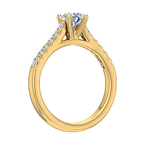 1/2 Carat Prong Set Solitaire Diamond Engagement Ring Band in 14K Yellow Gold (Ring Size 7)