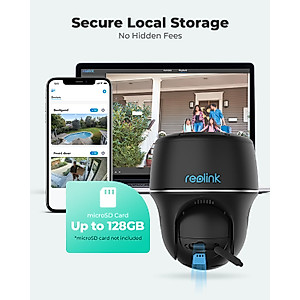 REOLINK Argus PT-B +Solar Panel (2 Pack Bundle),Security Camera Outdoor Wireless,360° Pan-Tilt View, 5MP Night Vision, 2.4/5Ghz WiFi, Solar Security Camera with Person/Vehicle Detection