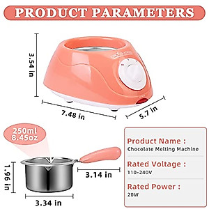 Outamateur Upgraded Melting Fondue Set,MINI Electric Chocolate Melting Pot,Chocolate Fondue Fountain,Warmer Machine for Milk Chocolate,Cheese,Butter,Candy (Pink)