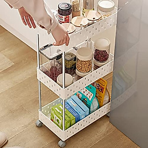 POCHY Multipurpose Storage Trolley Cart Serving Trolley Cart Utility Cart rolling storage trolley multifunctional serving trolley roll shelf for living room kitchen Office storage trolley for fruit ve