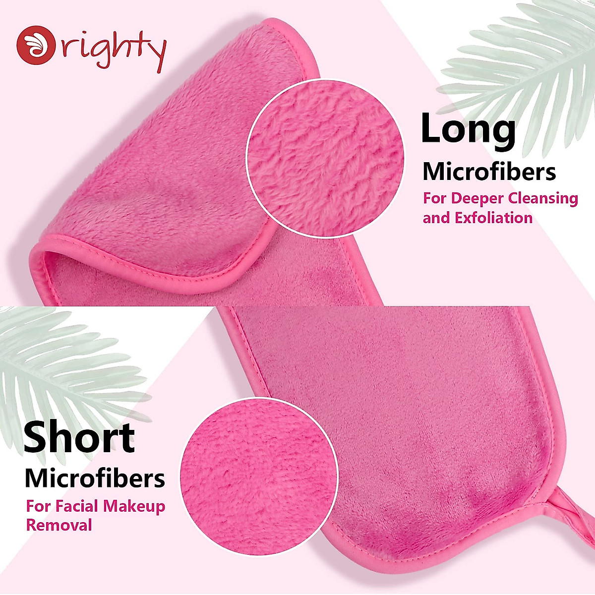 Orighty Makeup Remover Cloths Pack of 4, Reusable Microfiber Facial Cleansing Cloths, Remove Instantly Dirt, Makeup&Waterproof Mascara with Just Water, 15.5 x 7.5 in, Blue/Purple/Black/Pink