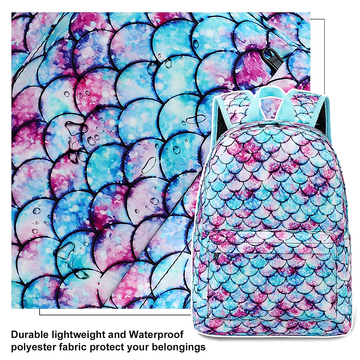 Girls Backpack Preschool School Bag for Kids Elementary Kindergarten Backpack Bookbag (Mermaid)