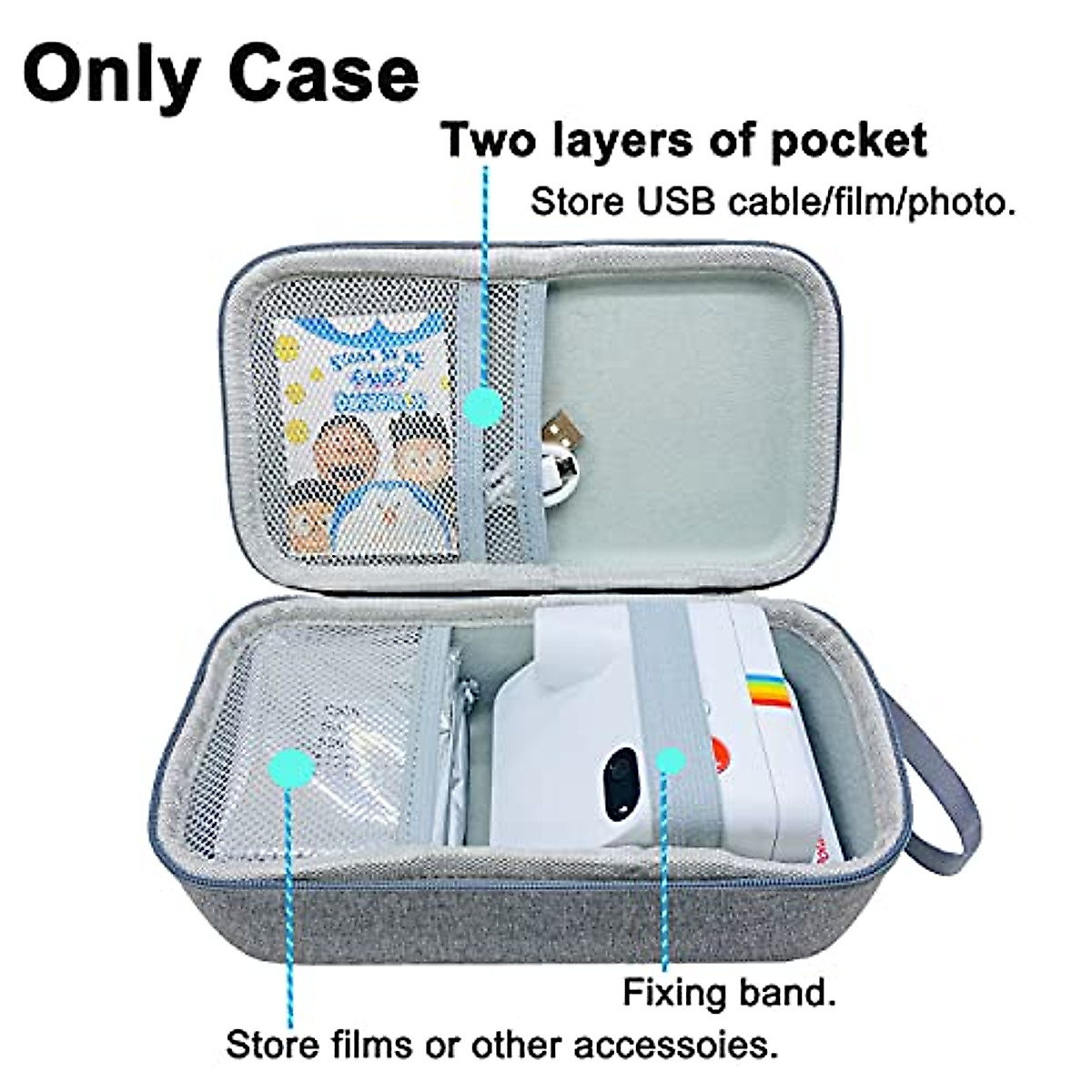 RAWECUD Hard Carrying Case for Polaroid Go Instant Mini Camera (9035), Travel Storage Box for Polaroid Go Camera and Film Accessories (Case Only) (Grey)