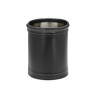 Kraftware Grant Signature Home Stitched Round Waste Basket, 10.75", Black