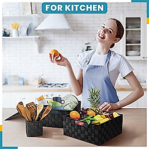 LOVSTORAGE Storage Baskets for Organizing with Lids, 8-Pack Woven Baskets for Shelves Small Bathroom Baskets Organizer Bins Pantry Storage Baskets for Dresser, Bedroom, Closet, Nursery