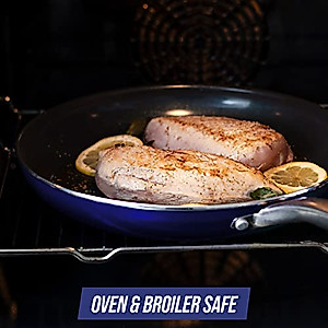 Blue Diamond Cookware Diamond Infused Ceramic Nonstick 12" Frying Pan Skillet, Induction, PFAS-Free, Dishwasher Safe, Oven Safe, Blue