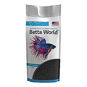 AquaNatural Betta World - Diamond Black Quartz 1lb, Gravel/Rocks/Substrate for Fish Tank/Bowl (BETTA003)