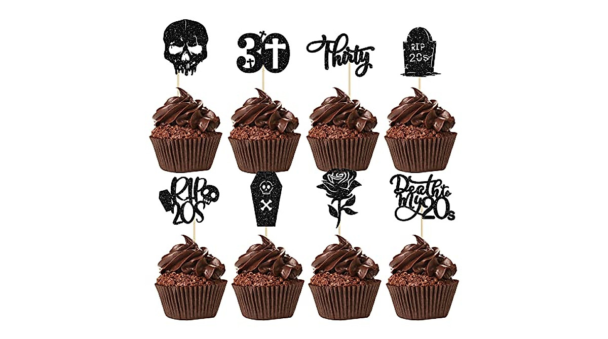 24 Pack RIP 20s Cupcake Toppers for 30th Birthday