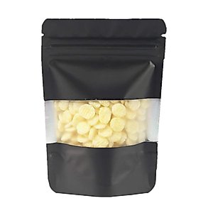 PABCK 100 Pcs 3.5x5.1 inch Matte Black Resealable Stand Up Bags with Window Heat Seal Bulk Food Storage Packaging Foil Pouches