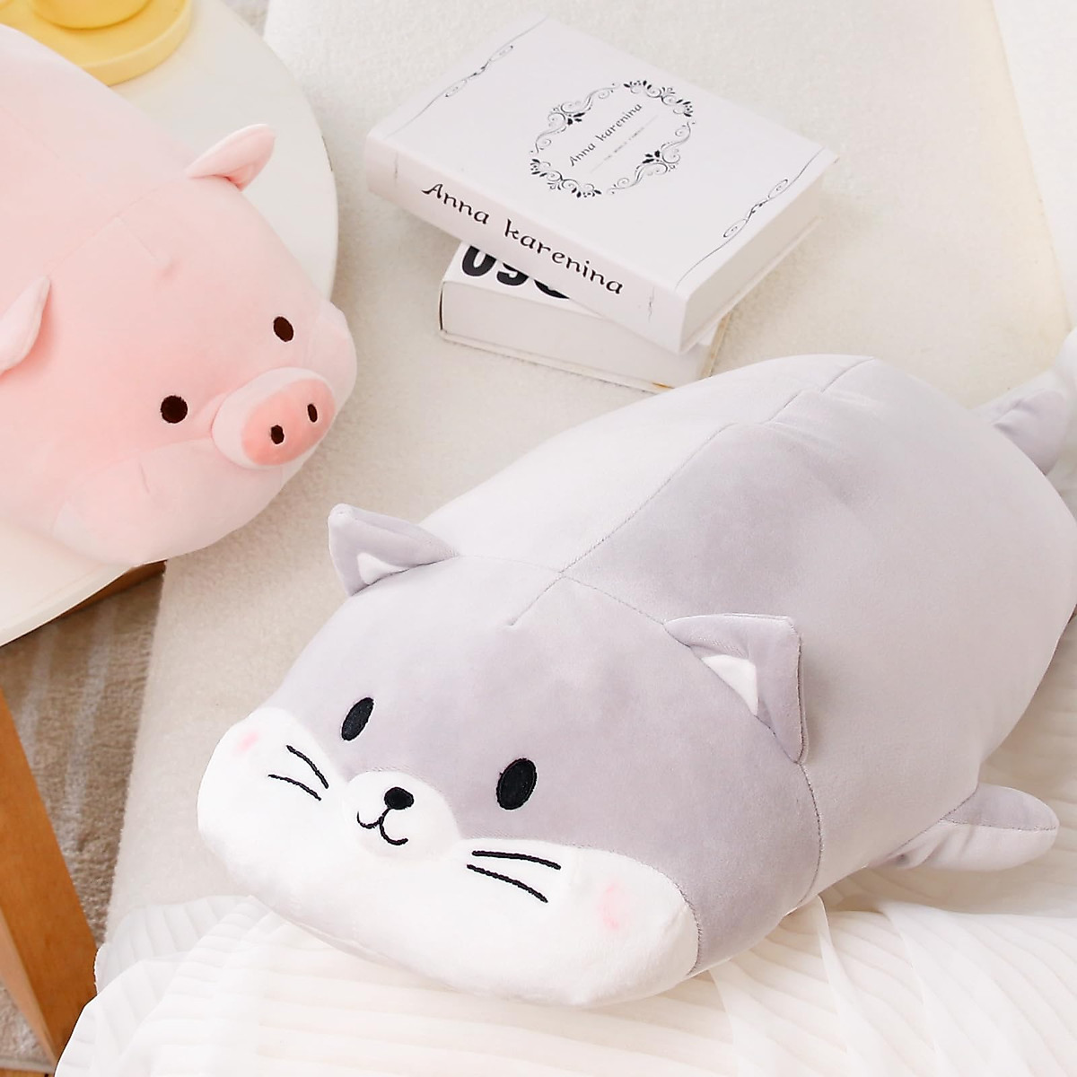 FFxiong 20" Shiba Inu Stuffed Animal Pillow Large Kawaii Anime Corgi Plushies Soft Hugging Body Pillow Cute Big Fat Plush Toy Dog Gift for Boy Girl Kids Christmas Birthday Valentines