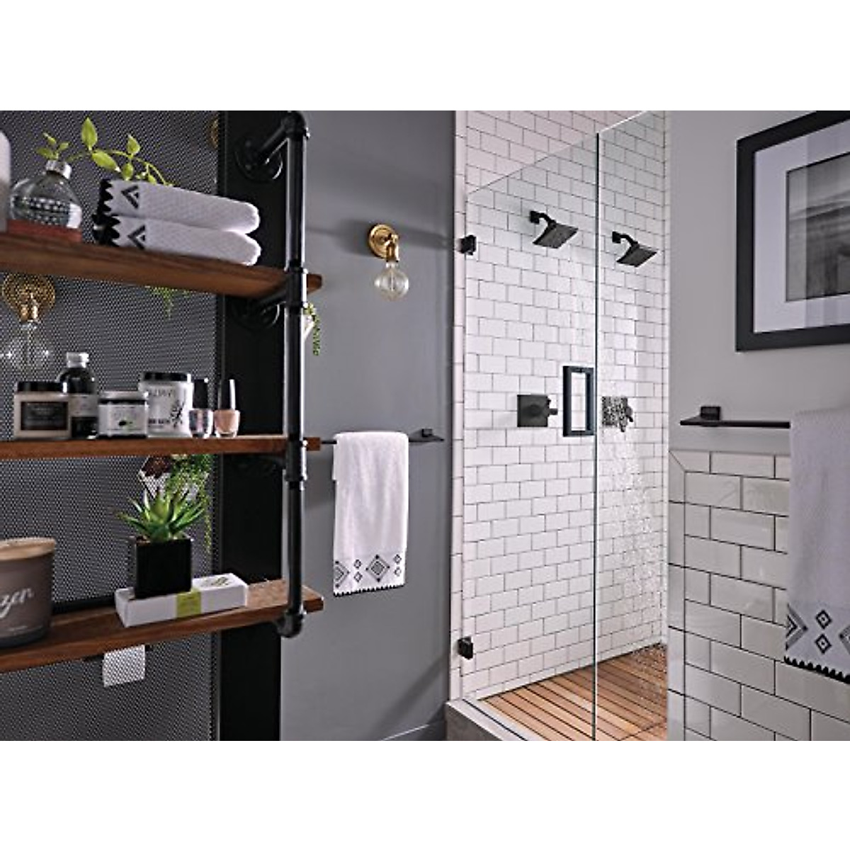 Delta Faucet Pivotal 17 Series Dual-Function Matte Black Shower Faucet, Shower Trim Kit, 5-Spray H2Okinetic Shower Head, Matte Black T17299-BL (Valve Not Included)