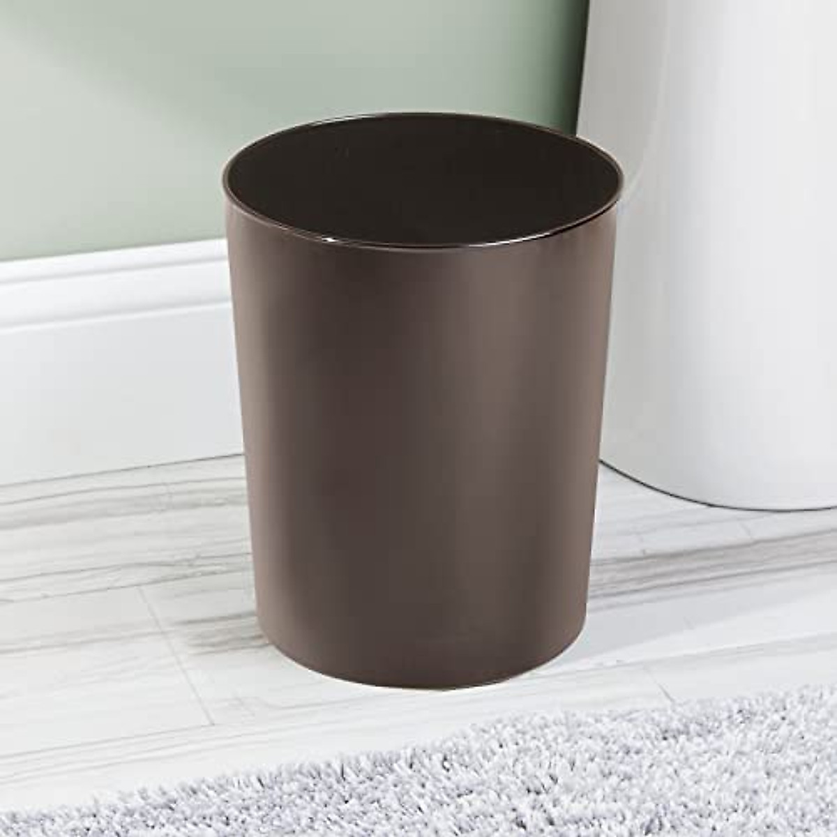 mDesign Round Metal Small 1.7 Gallon Recycle Trash Can Wastebasket, Garbage Container Bin for Bathrooms, Kitchen, Bedroom, Home Office - Durable Stainless Steel - Mirri Collection - 4 Pack - Bronze