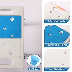 FSA/HSA Eligible Shower Chair for Inside Shower, Shower Stool with Free Assist Grab Bar/Toiletry Bag, Tool-Free Assembly Shower Seat for Bathtub, Shower Bath Chairs for Seniors/Disabled by DUALECO