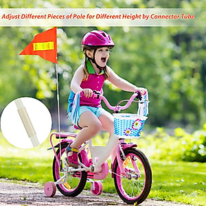 Tatuo 2 Sets Bike Flags with Pole, 6 Feet Height Adjustable Waterproof Orange Safety Flag Sturdy Fiberglass Bicycle Flag Pole for Kids Outdoor Cycling Supplies (Red Yellow and White)