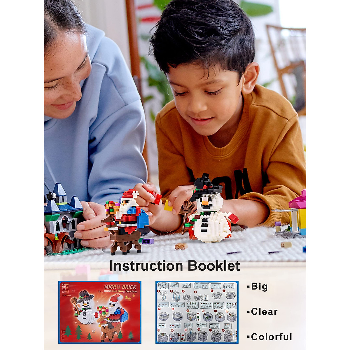 Liontru 2023 Christmas Building Blocks Set, Holiday Christmas Toys Sets 2023, for 9+ Kids, Adults, Teen Girls, Boys, Santa Claus, Snowman, Reindeer Building Block, 720 Pieces