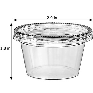 DecorRack 16 pack 4 oz Plastic Portion Cups with Lids, BPA Free Plastic Disposable Containers with Leakproof Lids for Souffle, Jello Shot Cups, Condiments, and Dipping Sauce (16 Pack)