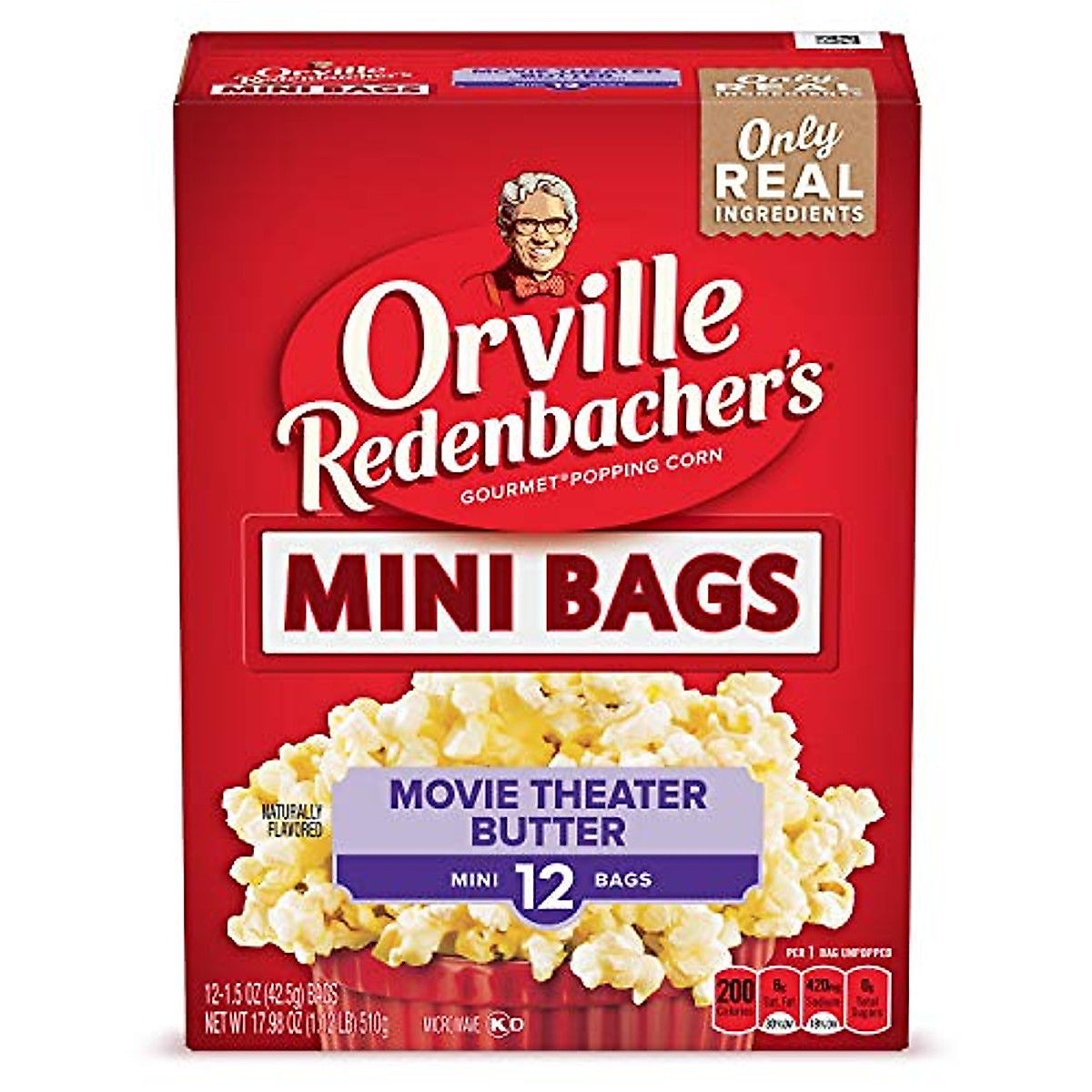 Orville Redenbacher’s Movie Theater Butter Flavored Microwave Popcorn, Gluten Free, 12 Count Popcorn Bags (6 Boxes)
