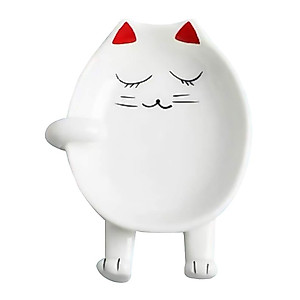 Luxshiny Spoon Rest Cat Spoon Rests ceramic utensil rest Pot Cover Holder spoon and chopstick stand for Stove Kitchen Japanese Decor