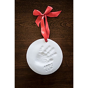 Baby Ornament Keepsake Kit (Newborn Bundle) 2 EASELS, 4 Ribbons & Letters! Baby Handprint Kit and Footprint Kit, Clay Casting Kit for Baby Shower Gifts, Boys & Girls