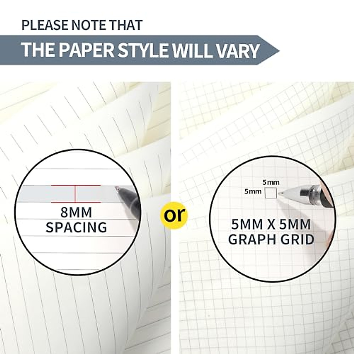 SUNEE Sizes & Paper Styles Will Vary - 4 Pack Top Bound Spiral Notebook - Waterproof PP Cover, 80 Double-Sided Sheets