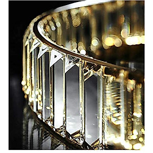 yomay Modern Crystal Chandelier Dimmable Gold Ring Pendant Light with Remote 24" Round Crystal Chandeliers for Living Room Dining Room Bedroom