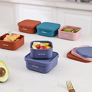 Bai shunda Silicone Food Container Set With Lid Food Bento Box Dishwasher Microwave Oven and Freezer Safe For Salads Snacks Meal Prep StorageTo-Go Sealed bowl (12.6oz + 21oz)（Purple）