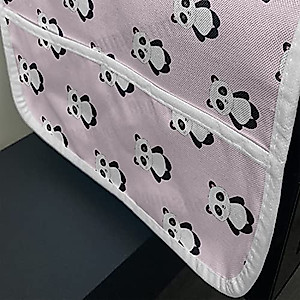 Lunarable Panda Microwave Oven Cover, Rhythmic Black and White Bear on Pastel Color Backdrop, Water Resistant Organizer with Pockets for Kitchen, 36" x 12", Pale Pink Charcoal Grey