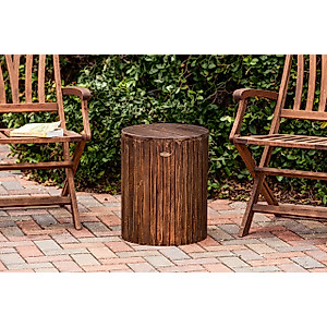 Patio Sense 62421 Michael Round Rustic Garden Stool Wood Outdoor Seating & End Table Portable Adaptable Outdoor Furniture - Seasoned Patina Finish