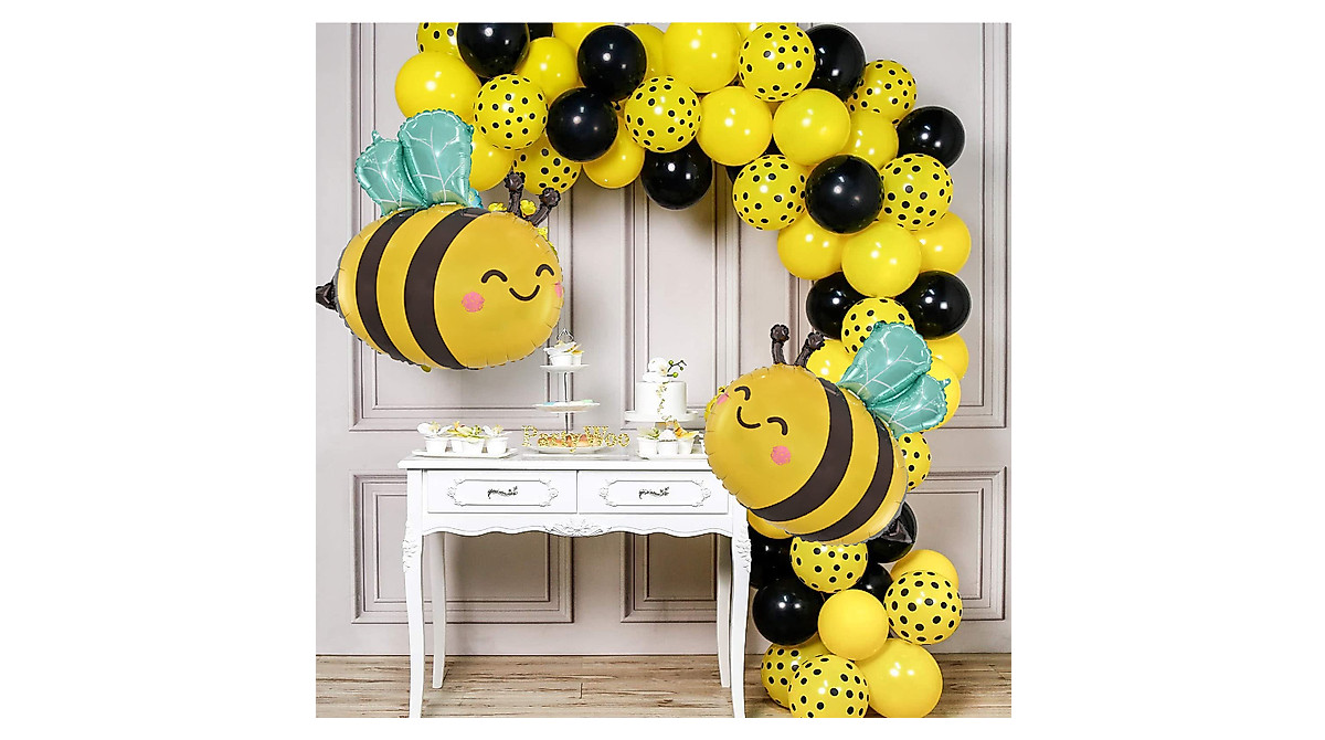 Bee Balloons for Bee Themed Party Decor - 4 Pack of Foil Balloons