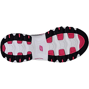 Skechers Women's D'Lites Original Lace-Up Sneaker, Grey/Pink, 8 W US