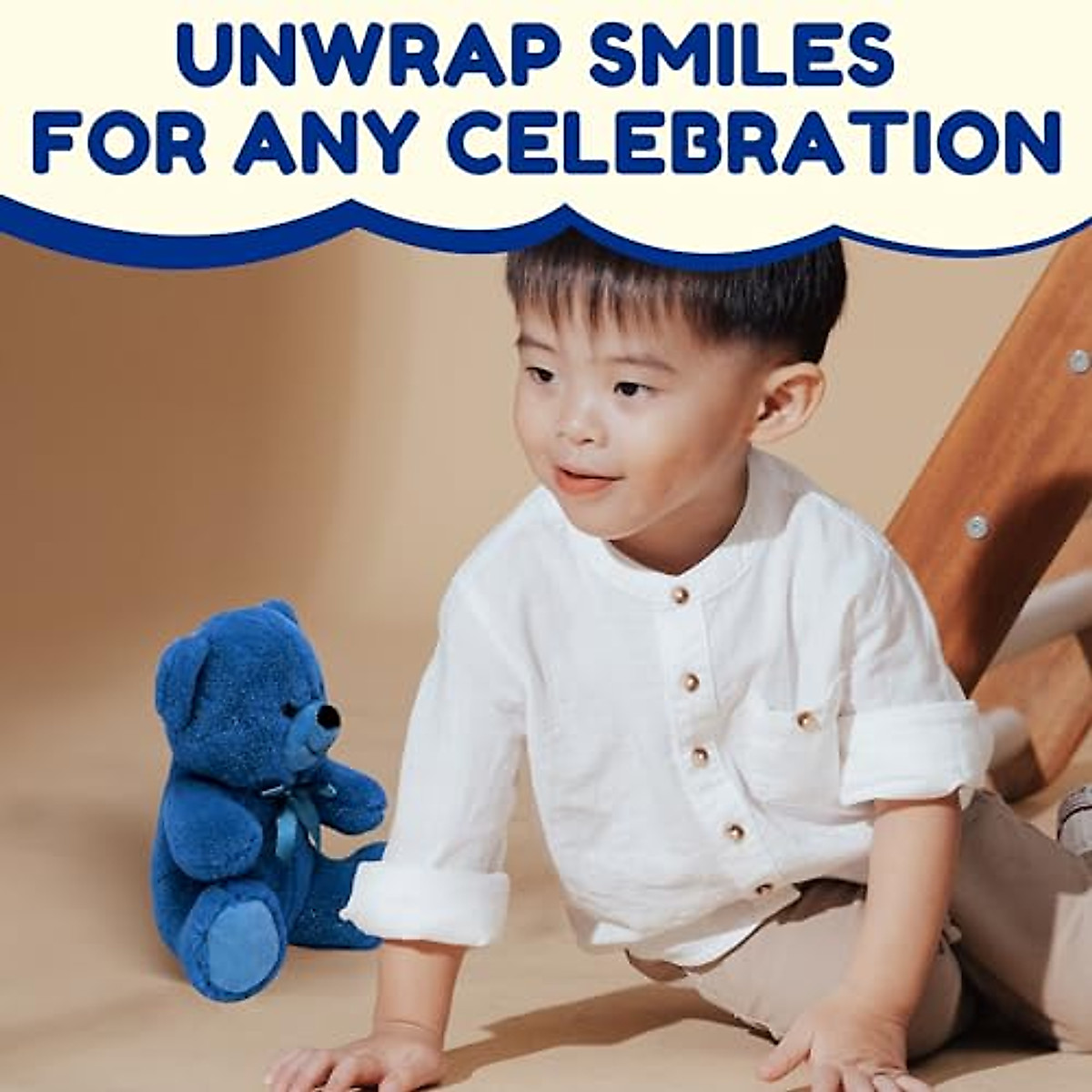 Grandma Smiley's Plush Best Friends Super Color Blue Teddy Bear Stuffed Animal, 9-inch Hypoallergenic Small for Christmas, Newborn Baby Shower, Girlfriend, Boyfriend, Graduation