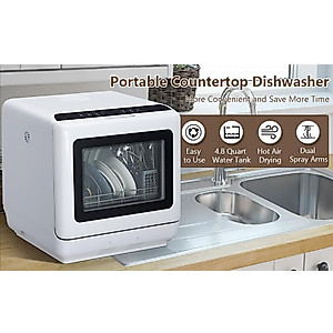 Agrestem Portable Dishwasher,Countertop Dishwasher with Water Tank,5 Programs, Dual Sprays,149℉ High Temp & Air Dry, Mini Dishwasher for RVs & Apartments