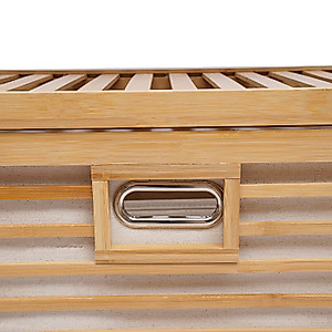 Bamboo Laundry Hamper, Fold Laundry Hamper, Laundry Room Shelves With Rope Handles, Natural Stain Bamboo, Four Layers Storage Basket 19.7"L*11.8"W*46.9"H(inch), For Laundry Room, Bedroom