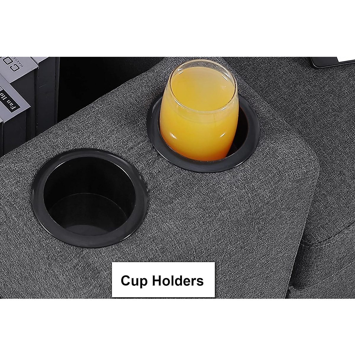 asunflower Sectional Sofa Ottoman Set Modular Couch with Console Cup Holder,6 Seater Modern Sectional Couches for Livning Room Corner L Shape Fabric Sofa Couch with Charge Ports, Dark Grey