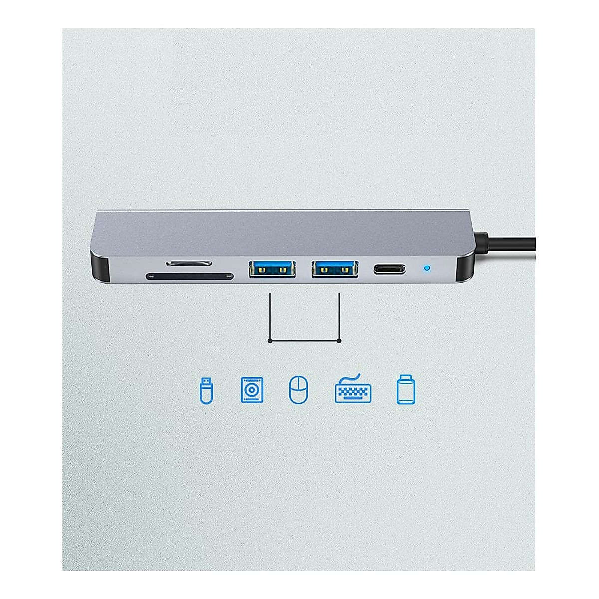 navor USB C Hub 6 in 1 with 4K HDMI Resolution, 87W PD, 1 USB 3.0 & 1 USB 2.0, TF/SD Reader, Compatible with All Type-C Channel Computers, Thunderbolt 3/4, Samsung S8, S9, S10, Huawei10, mate10pro