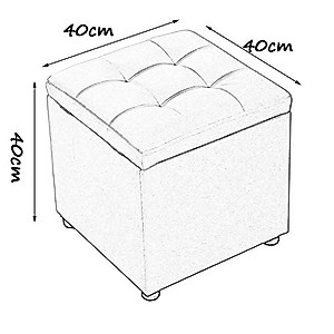 JAHH Storage Ottoman Small Cube Footrest Stool Seat Faux Leather Toy Chest Black (Color : E)