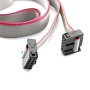 BOGZON 2PCS Flat Ribbon Cable 2.54mm Pitch 2 Row 10 Pin Female to Female Wires IDC Ribbon Connector 1m/ 3.3Ft
