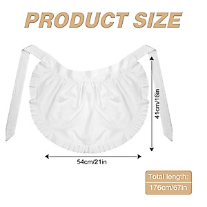 Abeillo Women's Waist Apron with 2 Pockets, Server Apron, White Apron for Women, Waitress Apron for Kitchen Cooking Restaurant Bistro Coffee Shop